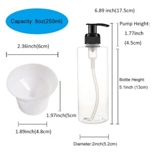 BPFY 12 Pack 8 oz Plastic Pump Dispenser Bottles for Massage Oil, Shampoo, Lotions, Body Wash Pump Bottles, Cream Refillable Containers with Pump, 2 Funnel, 18 Chalk Labels