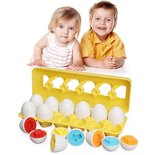 TINOTEEN Toddler Matching Toys Easter Egg Color Shape Learning Educational Infant Toy for 18+ Month