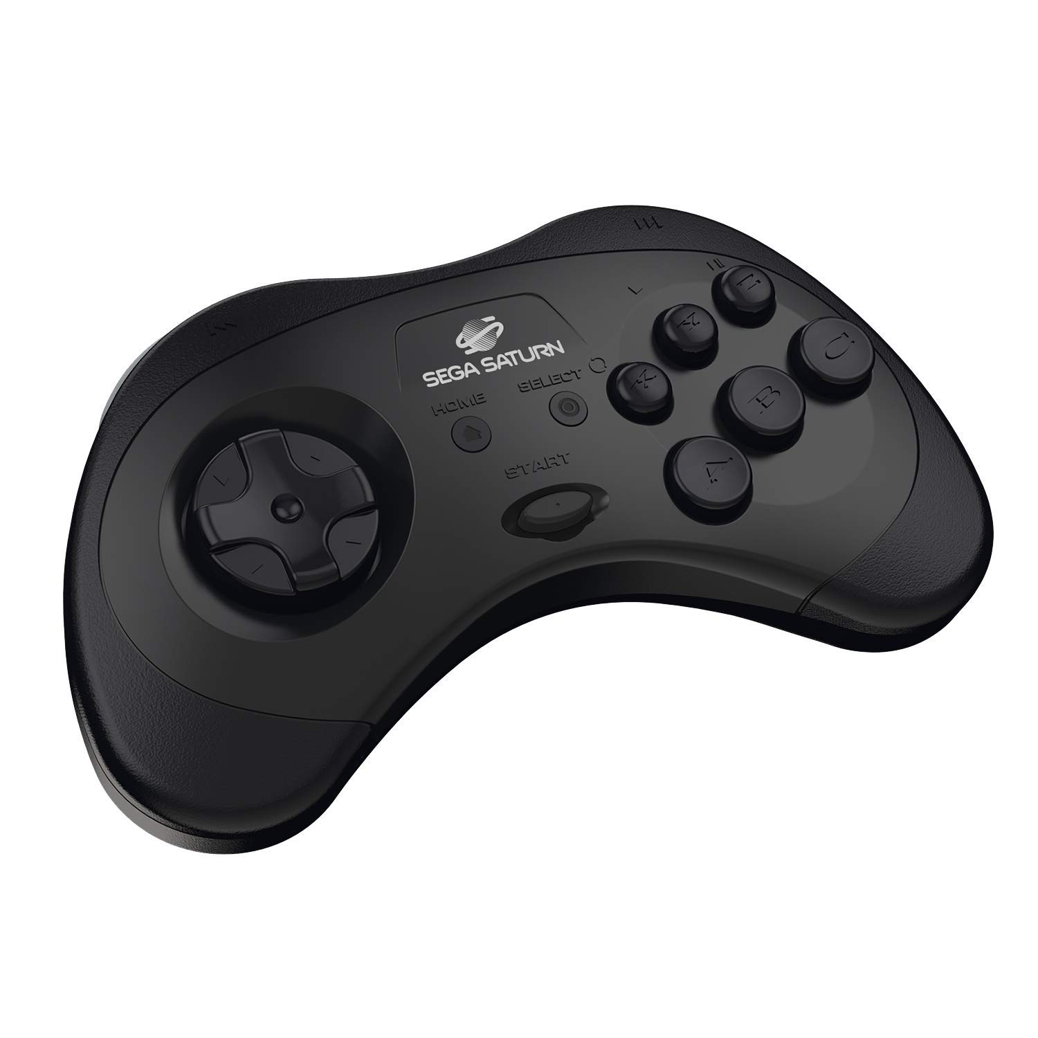 Retro-Bit Official Sega Saturn 2.4 GHz Wireless Controller for Sega Saturn, Sega Genesis Mini, Switch, PS3, PC, Mac - Includes 2 Receivers & Storage Case (Black)