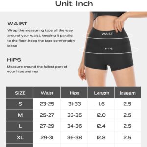 ATHVOTAR Spandex Biker Yoga Shorts Women, 3'' / 5'' / 10'' High Waisted Booty Workout Shorts(3" Black,S)