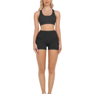 ATHVOTAR Spandex Biker Yoga Shorts Women, 3'' / 5'' / 10'' High Waisted Booty Workout Shorts(3" Black,S)