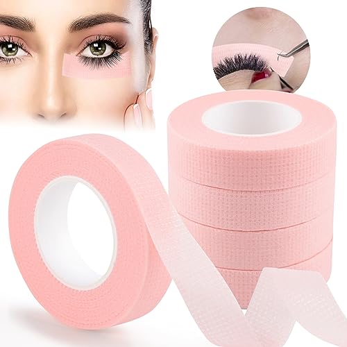 EBANKU 5 Rolls Eyelash Extension Tape, Eyelash Tape for Lash Extension Breathable Micropore Fabric Tape for Eyelash Extension Supplies (9m/10 Yards)