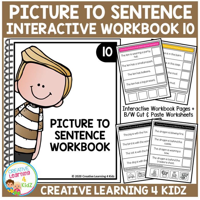 Picture to Sentence Worksheets Workbook 10