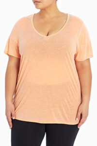 marika plus size vivion short sleeve v-neck t-shirt, canteloupe, 1x