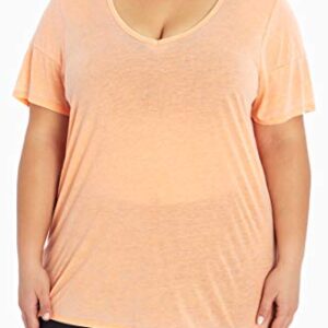 Marika Plus Size Vivion Short Sleeve V-Neck T-Shirt, Canteloupe, 1X