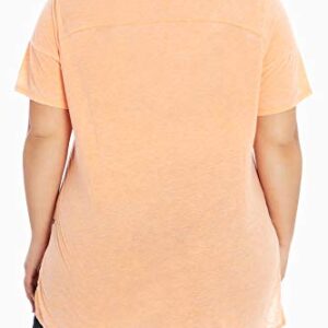 Marika Plus Size Vivion Short Sleeve V-Neck T-Shirt, Canteloupe, 1X