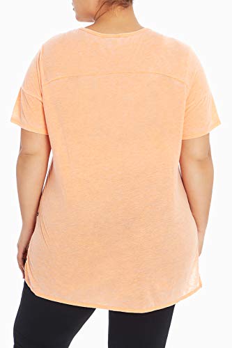 Marika Plus Size Vivion Short Sleeve V-Neck T-Shirt, Canteloupe, 1X