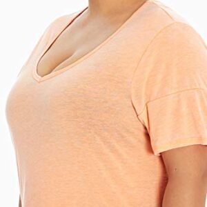 Marika Plus Size Vivion Short Sleeve V-Neck T-Shirt, Canteloupe, 1X