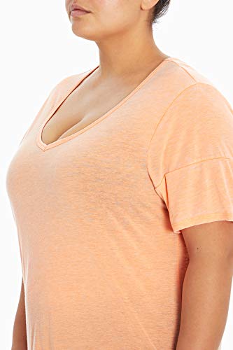 Marika Plus Size Vivion Short Sleeve V-Neck T-Shirt, Canteloupe, 1X