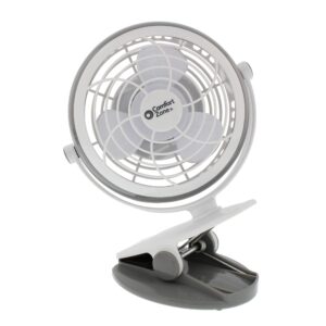 comfort zone dual base combo clip or desk fan, usb or battery powered, 4 inch, single speed setting, adjustable tilt, lightweight, ideal for home, bedroom, office, or dorm, czbt4gr