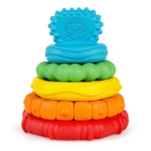 baby einstein stack & teethe multi-textured easy-to-grasp 5-piece teether toy set, ages 3 months +