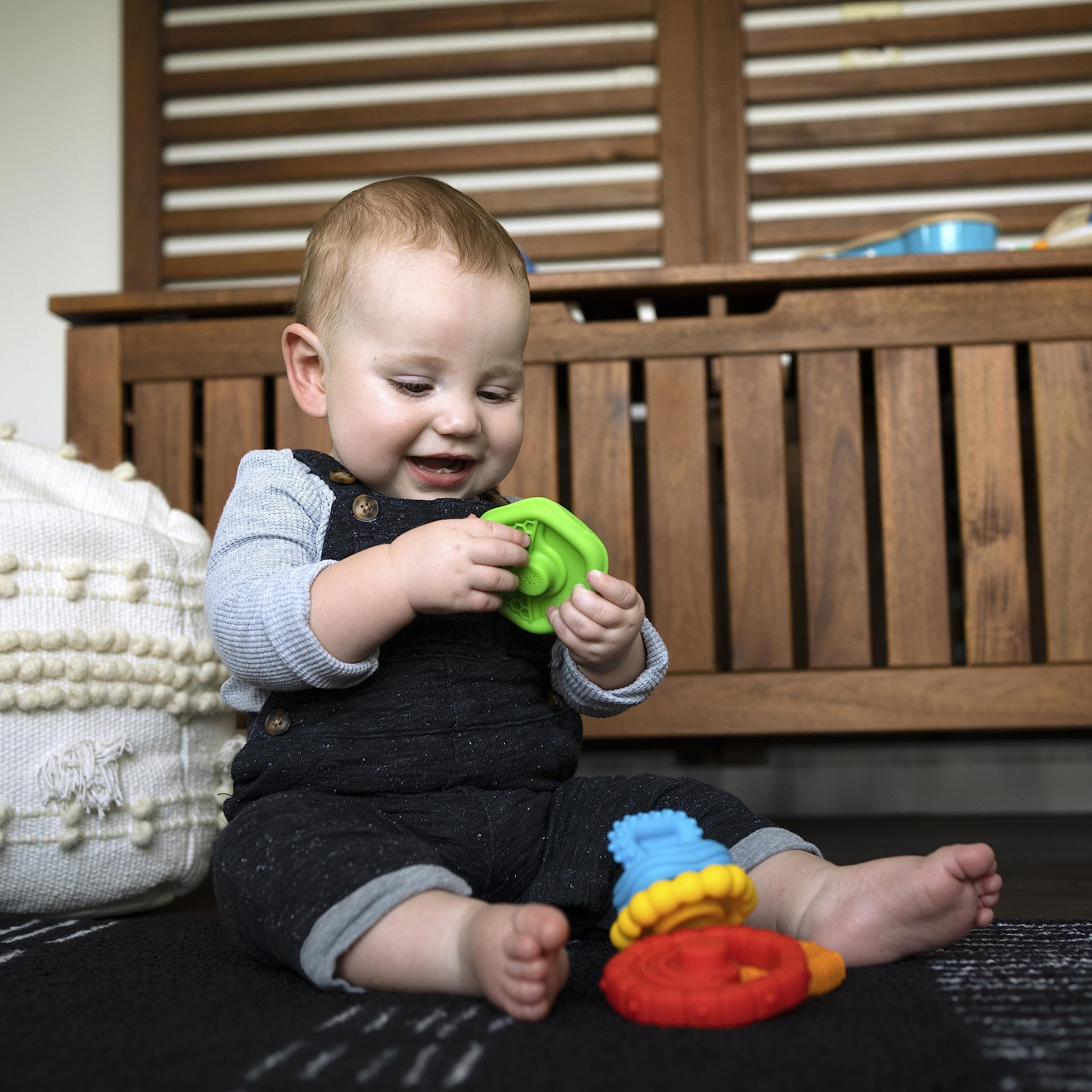 Baby Einstein Stack & Teethe Multi-Textured Easy-to-Grasp 5-Piece Teether Toy Set, Ages 3 Months +