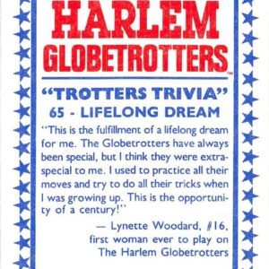 1992 Comic Images Harlem Globetrotters Basketball #65 Lifelong Dream Harlem Globetrotters Lynette"Wood" Woodard