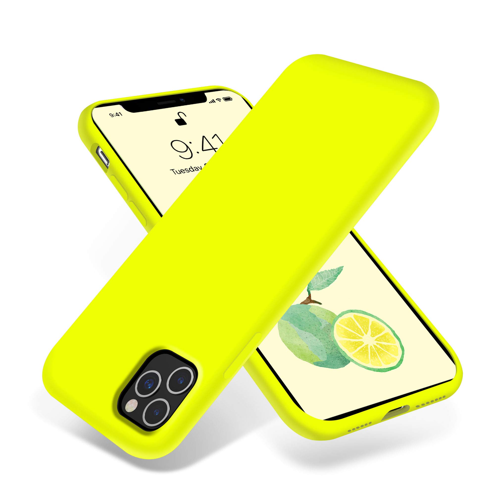 OTOFLY iPhone 11 Pro Max Case,Ultra Slim Fit iPhone Case Liquid Silicone Gel Cover with Full Body Protection Anti-Scratch Shockproof Case Compatible with iPhone 11 Pro Max (Fluorescent Yellow)