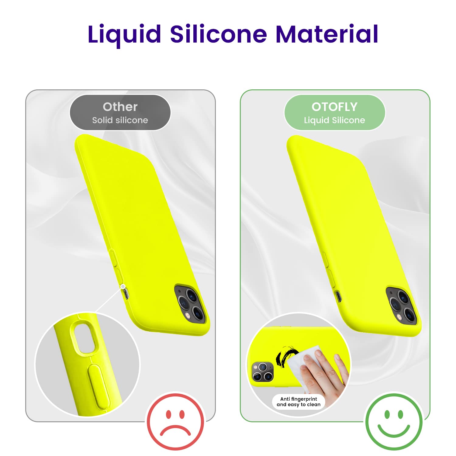 OTOFLY iPhone 11 Pro Max Case,Ultra Slim Fit iPhone Case Liquid Silicone Gel Cover with Full Body Protection Anti-Scratch Shockproof Case Compatible with iPhone 11 Pro Max (Fluorescent Yellow)