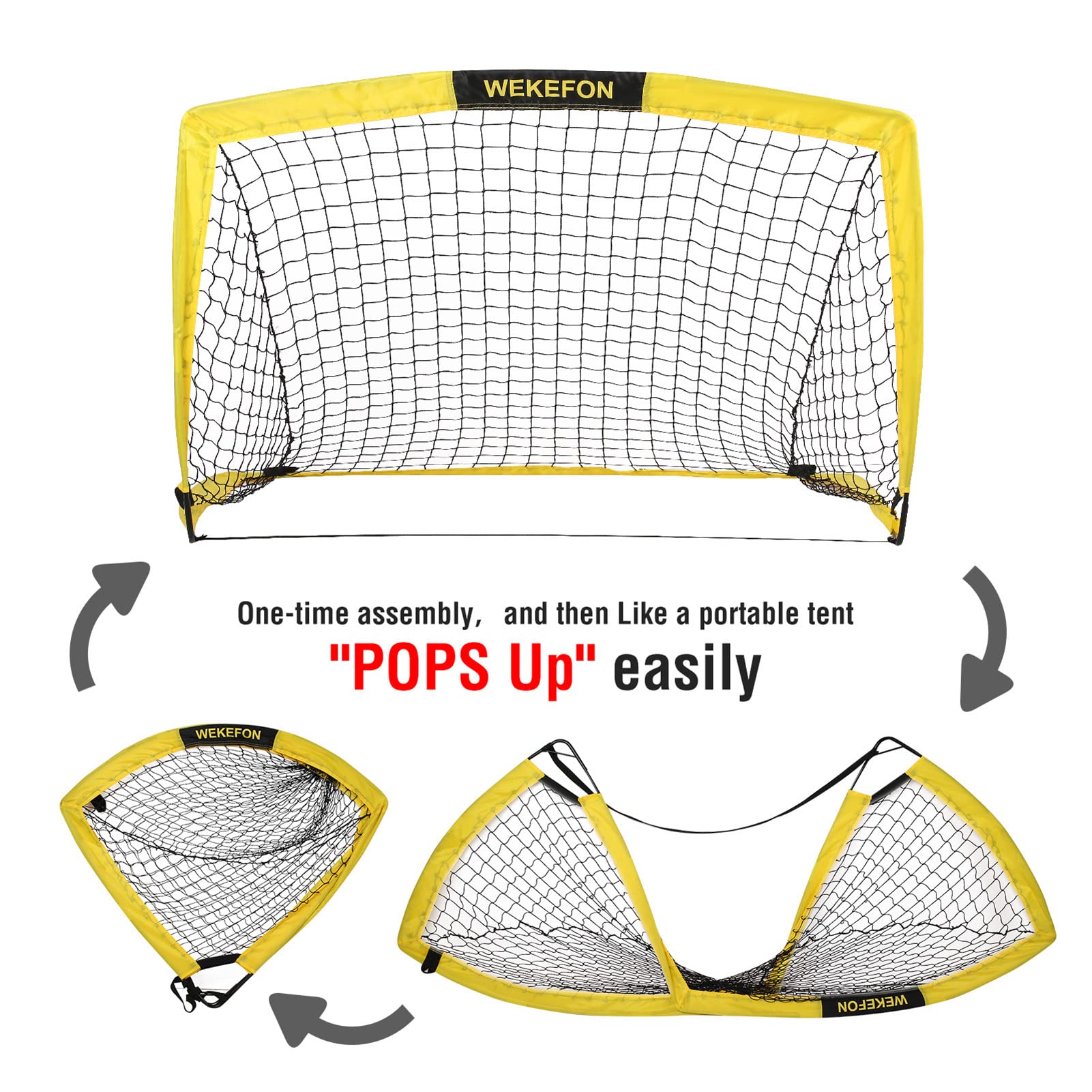 WEKEFON Soccer Goals, Set of 2 - Size 3.6'x2.7' Portable Foldable Pop Up Soccer Net for Backyard Training Goal for Kids and Youth Soccer Practice with Carry Bag