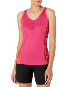 grand slam women's tn sl flower power printed zip tank shirt, fuchsia purple, extra small