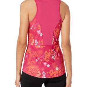 GRAND SLAM Women's Tn Sl Flower Power Printed Zip Tank Shirt, Fuchsia Purple, Extra Small