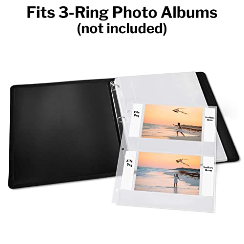 Dunwell Photo Album Refill Pages - (4x6 Horizontal, 25 Pack) for 100 Photos, 3-Ring Binder Photo Pockets, Each Photo Page Holds Four 4 x 6 Pictures, Postcard Sleeves, Archival Photo Sleeves 4x6