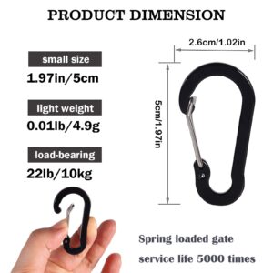 Nanaborn Mini Aluminum Carabiner Lightweight D-Shape Spring Clips (10PCS) for Keychain Climbing Fishing, Hiking Outdoor (10pcs)