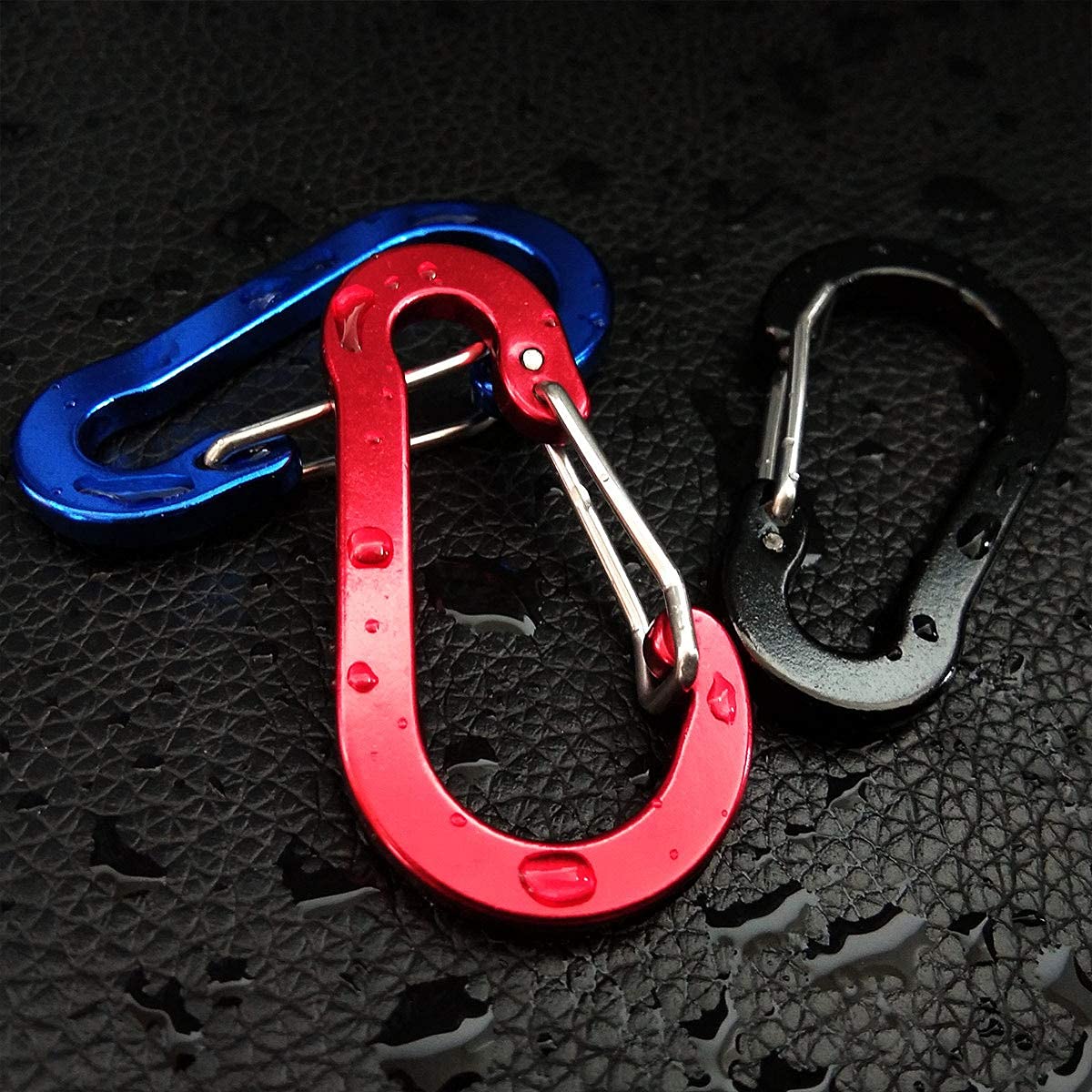 Nanaborn Mini Aluminum Carabiner Lightweight D-Shape Spring Clips (10PCS) for Keychain Climbing Fishing, Hiking Outdoor (10pcs)