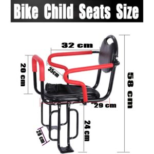 Wing Enterprises Bike Child Seat Carrier Back Mount, Bicycle Seat for Kids Rear Mount, Children's Console with Non-Slip Armrests and Pedals, Padded Seat Belt for 2-6 Year Old Child Seat