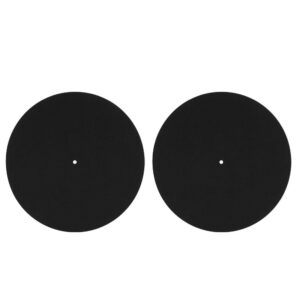 dj equipment mat, 2 pack turntable platter mat felt anti-static slipmat for lp record players 3mm