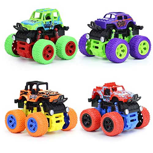 JAFATOY 4 Pack Toy Cars for Kids 3-5 Years Old Boys Girls Monster Trucks Pull Back Car Toy Monster Trucks Toy Toddler Car Toys