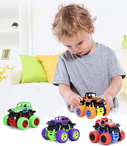 JAFATOY 4 Pack Toy Cars for Kids 3-5 Years Old Boys Girls Monster Trucks Pull Back Car Toy Monster Trucks Toy Toddler Car Toys