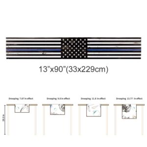 Thin Blue Line Rustic Table Runner-Cotton Linen-Long 90 inche Black American Police Flag Dresser Scarves,Tablerunner for Kitchen/Coffee/Dining,Gift for Law Enforcement,Home Décor Holiday Dinner Scarf