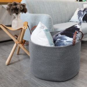 XXL Multi Purpose Large Blanket Basket Living Room 20"X20"X13", Haidms Blanket Storage Basket Living Room, Large Woven Laundry Basket - Rope Storage Basket Large Baskets for Blankets Storage