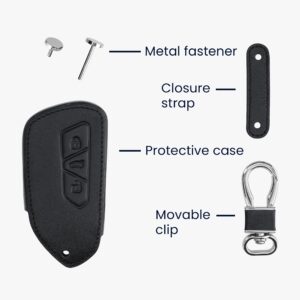 kwmobile Key Cover Compatible with VW Golf 8 3 Button Car Key - Faux Leather Car Key Fob Protector - Black