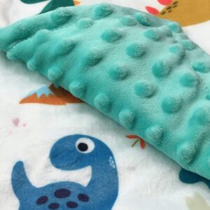 Baby Blanket for Boys Girls Double Layer Soft Plush Minky Blanket with Dotted Backing, Toddler Baby Newborn Blanket Shower Gifts (Green Dinosaur, 30 X 40 inches)