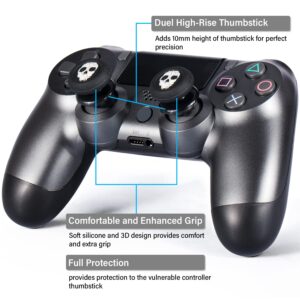 Playrealm FPS Thumbstick Extender & Printing Rubber Silicone Grip Cover 2 Sets for PS5 Dualsenese & PS4 Controller (Ghost)