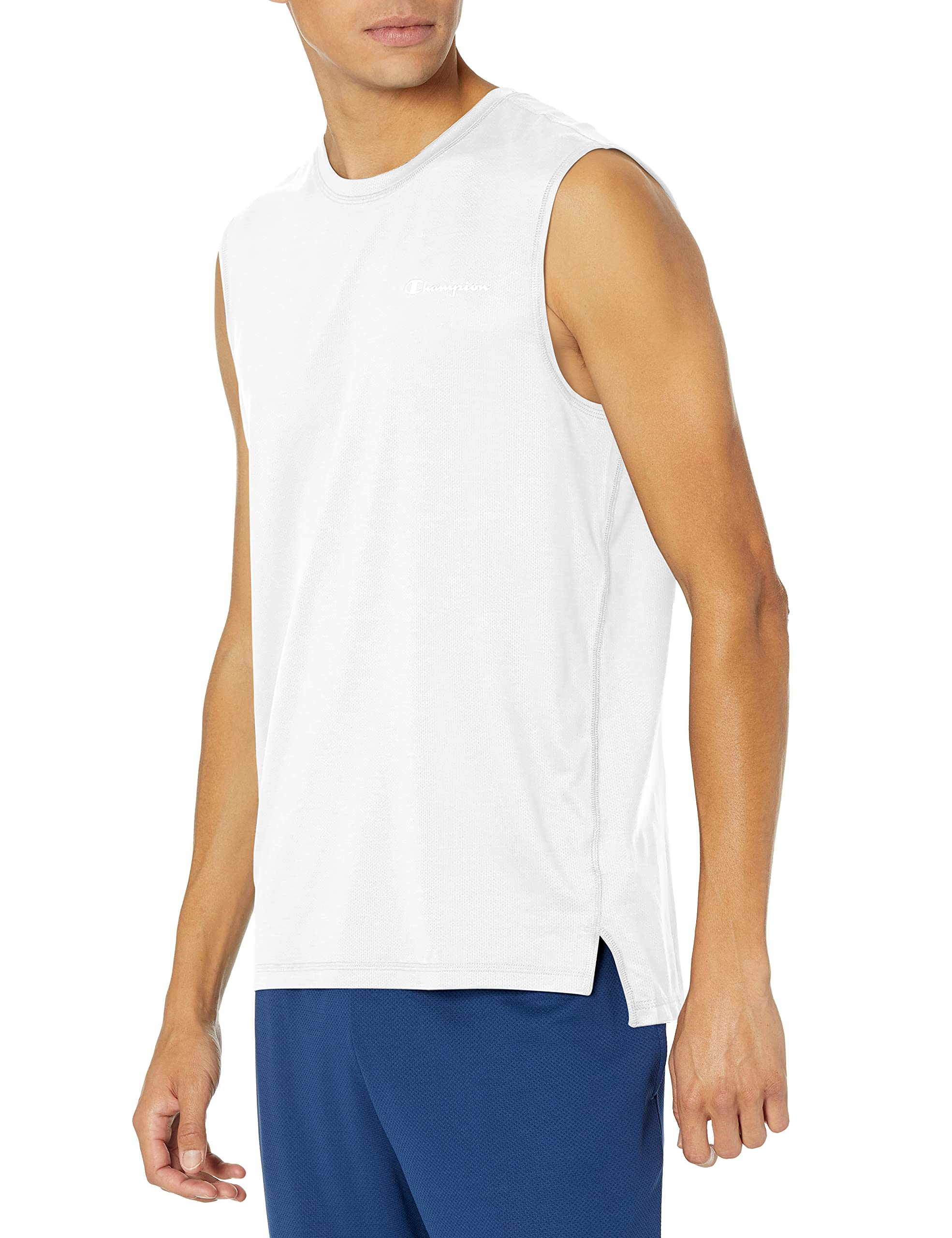 Champion Men's MVP Muscle Tee (Retired Colors), White Small Script, Medium