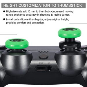 Playrealm FPS Thumbstick Extender & 3D Texture Rubber Silicone Grip Cover 2 Sets for PS5 Dualsenese & PS4 Controller (BioH Green)