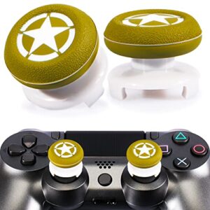 playrealm fps thumbstick extender & printing rubber silicone grip cover 2 sets for ps5 dualsenese & ps4 controller (wwii us army)