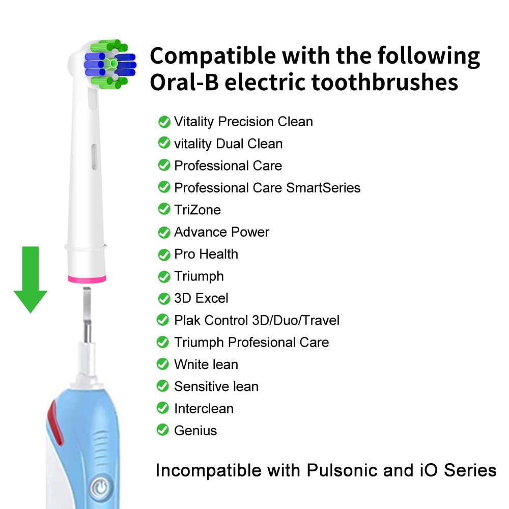 8 Pack 3D Whitening Replacement Brush Heads Compatible with Braun Oral B Electric Toothbrush Pro500/100/1500/3000/Genius7500/7000/9600/8000, Etc.