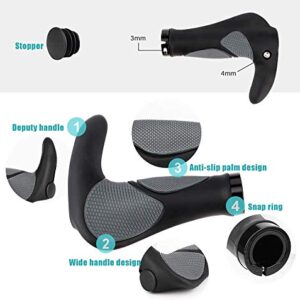 ITODA Rubber Bicycle Handlebar Grips, Non-Slip Bike Handle Mountain Bike Holding Grips Shock Resistance Absorbent Comfortable Bike Accessories for 22mm Handlebar