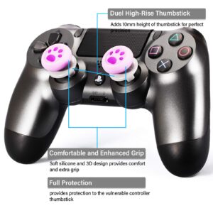 Playrealm FPS Thumbstick Extender & 3D Texture Rubber Silicone Grip Cover 2 Sets for PS5 Dualsenese & PS4 Controller (Cat Paw Purple)