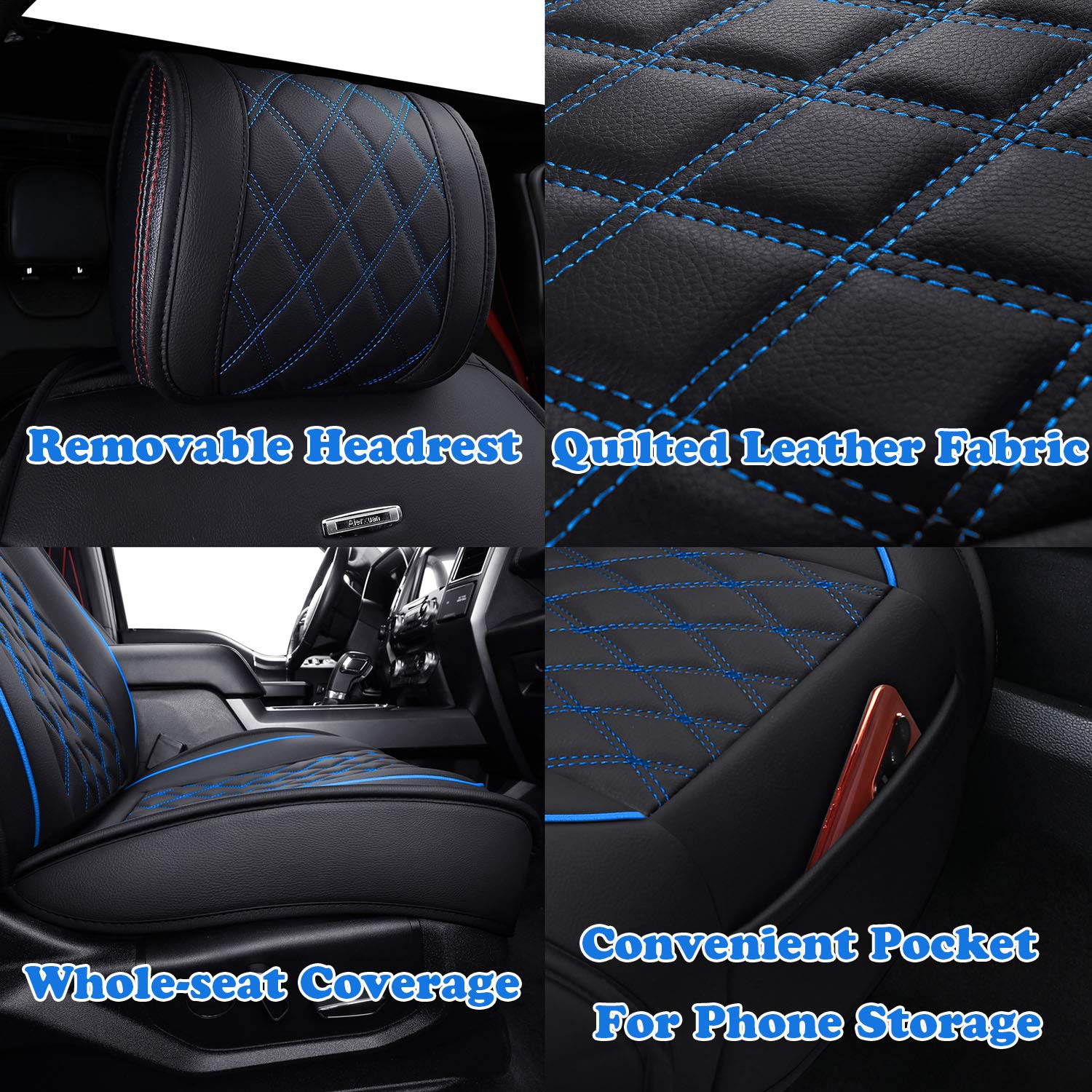 Aierxuan Car Seat Covers Front Set with Waterproof Leather Automotive Vehicle Cushion for Cars SUV Pickup Truck Fit for 2009 to 2024 Ford F150 Carhartt and 2017 to 2024 F250 F350 F450