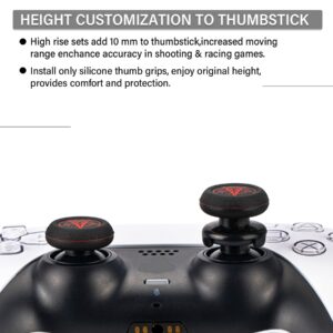 Playrealm FPS Thumbstick Extender & Printing Rubber Silicone Grip Cover 2 Sets for PS5 Dualsenese & PS4 Controller (Demon Circle)