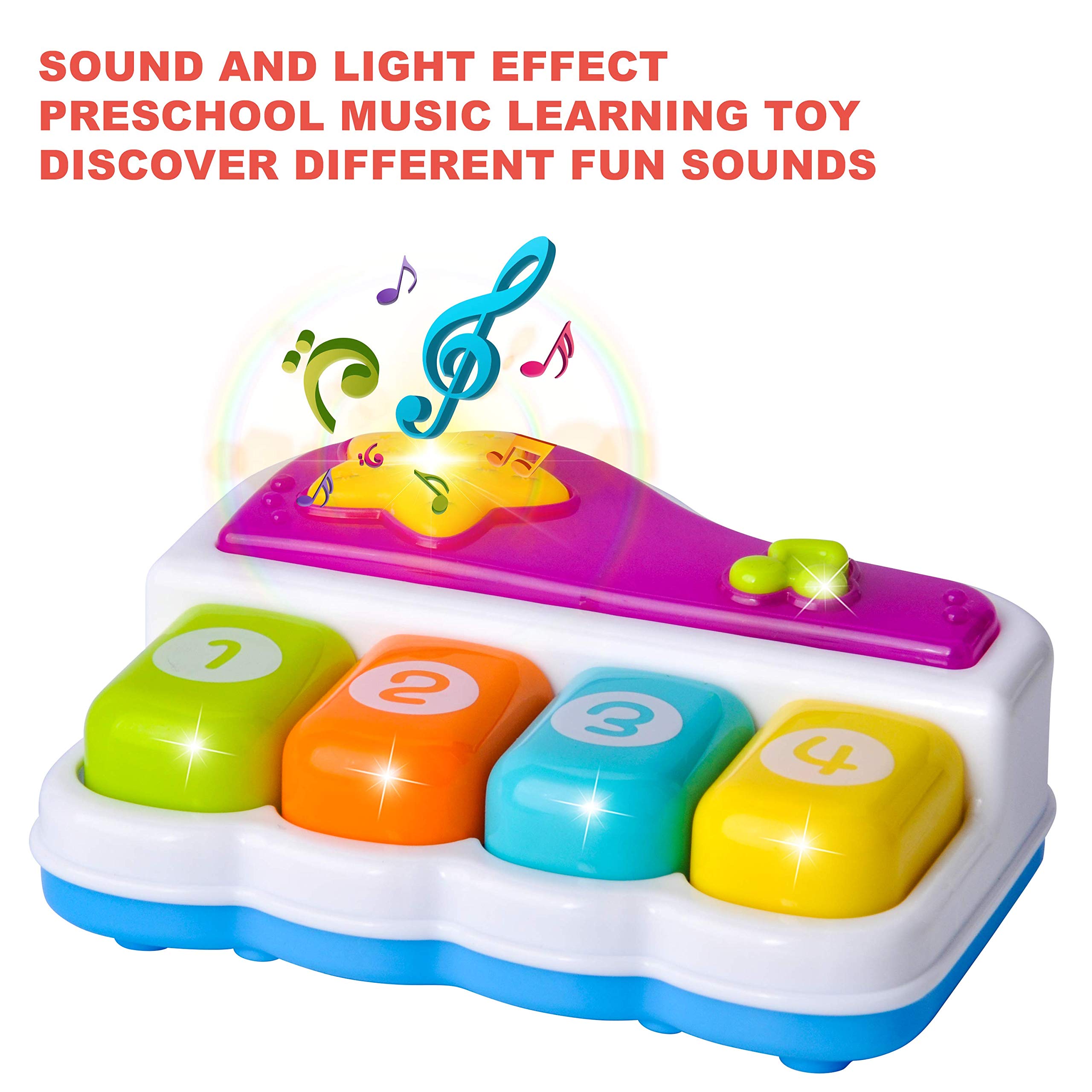 JOYIN 6 PCS Toddler Sensory Educational Musical Instrument Toys Include Driving Steering Wheel Toy, Pretend Play Cellphone with Music, Piano Keyboard Toy for Toddler Boys and Girls