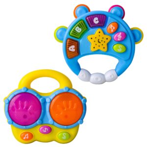 JOYIN 6 PCS Toddler Sensory Educational Musical Instrument Toys Include Driving Steering Wheel Toy, Pretend Play Cellphone with Music, Piano Keyboard Toy for Toddler Boys and Girls