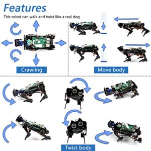 FREENOVE Robot Dog Kit for Raspberry Pi 4 B 3 B+ B A+, Walking, Self Balancing, Ball Tracing, Face Recognition, Ultrasonic Ranging, Camera Servo (Raspberry Pi NOT Included)