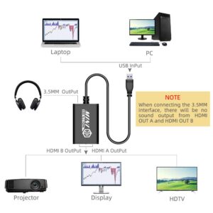 Unstincer USB 3.0 to Dual HDMI Adapter,Compatible with Windows ChromeBook MacBook,Support 3.5mm Jack Stereo Output Expand 2 Different Display Screens (Dual HDMI Adapter)