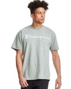 champion men's classic garment dye tee, ecology green, large