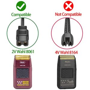 for Wahl Shaver Shaper Charger 2V Power Cord for Wahl Trimmer 8061, 8163, 8786-1001, 7367, 7357, 7029, 7060, 7035, 7339, 7356, 4000, 5-Star Series Replacement Whal Clipper Power Cord