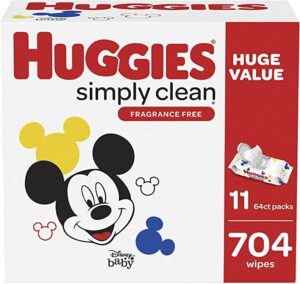 huggies simply clean scented baby wipes, 11 flip-top pack, 704count (pack of 11)