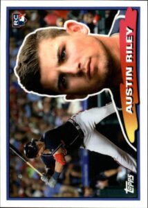 2019 topps throwback thursday baseball #228 austin riley rc rookie atlanta braves 1988 topps big design print run 677